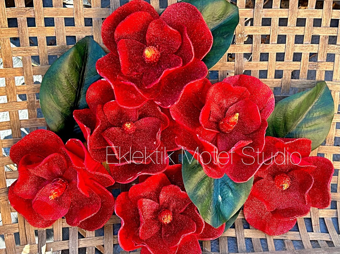 Wood Flower Ornaments Set of 6 Magnolias - Etsy