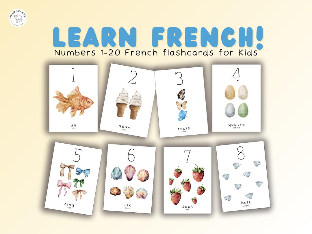 French Numbers 1-20 Flashcards for Kids – Bilingual Educational ...