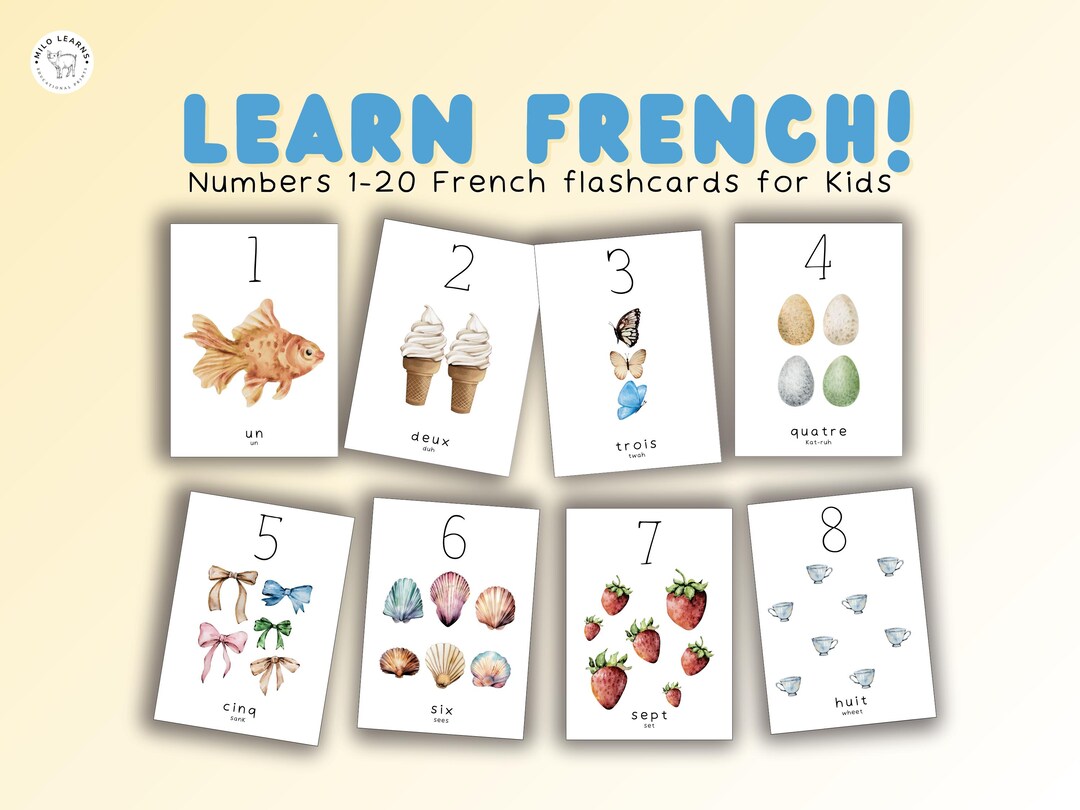 French Numbers 1-20 Printable Flash Cards for Kids | French Number ...