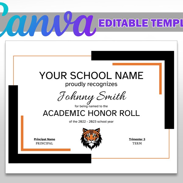 Honor Roll Certificate - Etsy