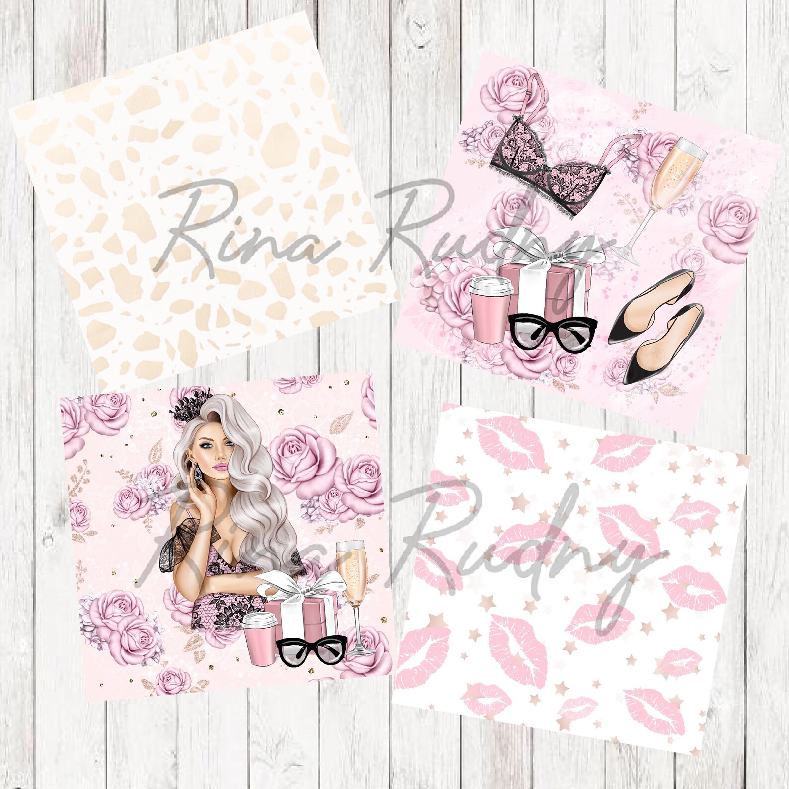 Luxury Digital Paper Pink Floral Paper Pack Fashion - Etsy
