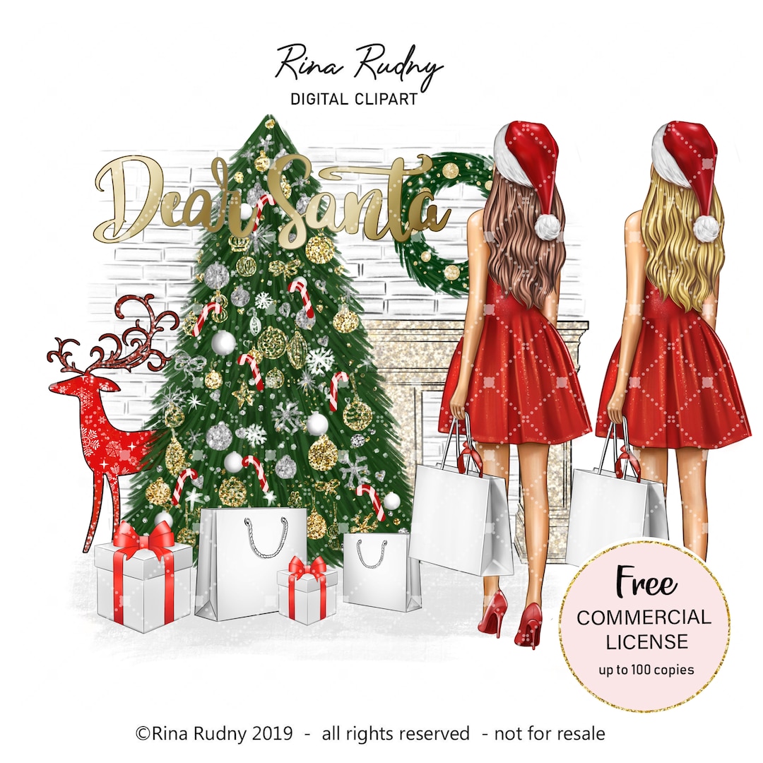 Christmas Clipart, New Year Clipart, Santa Claus Clipart, Deer Clipart ...