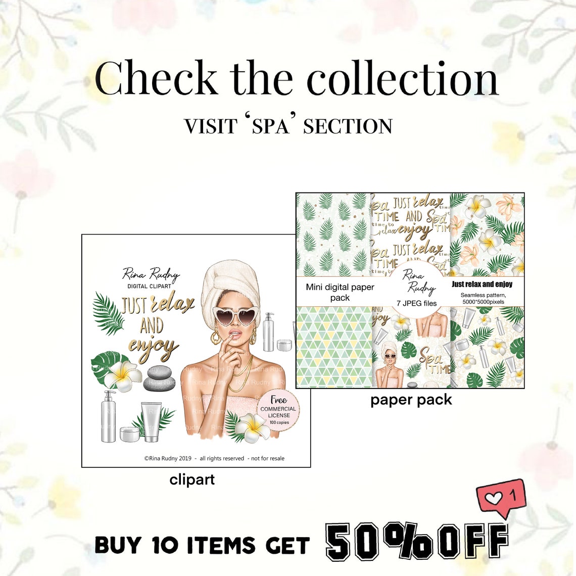 Spa Digital Paper Pack Wellness Digital Paper Cosmetics - Etsy