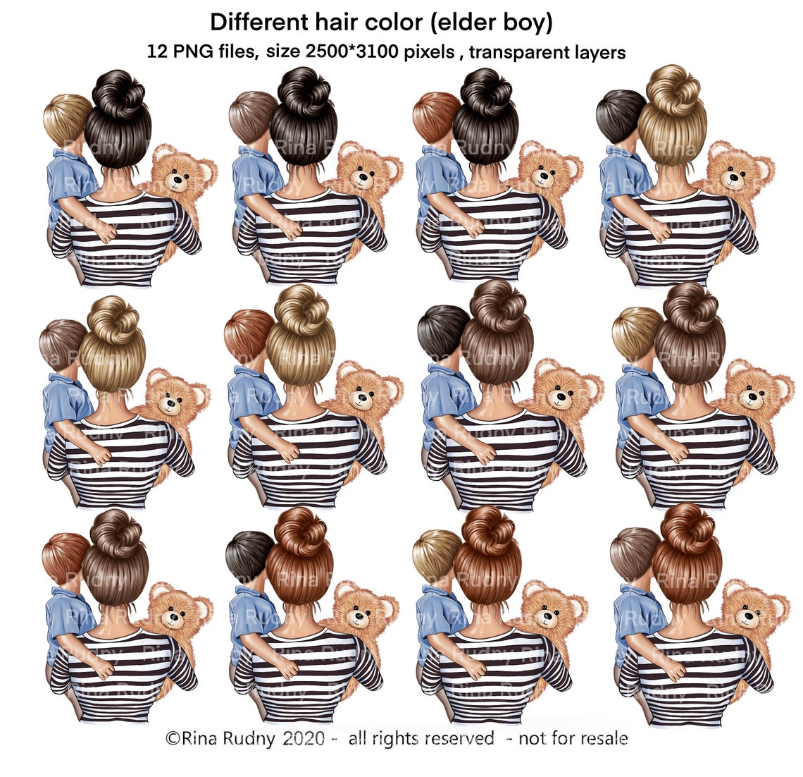 Mothers Day Clipart Mom Son Clipart Mommy Clipart Teddy | Etsy