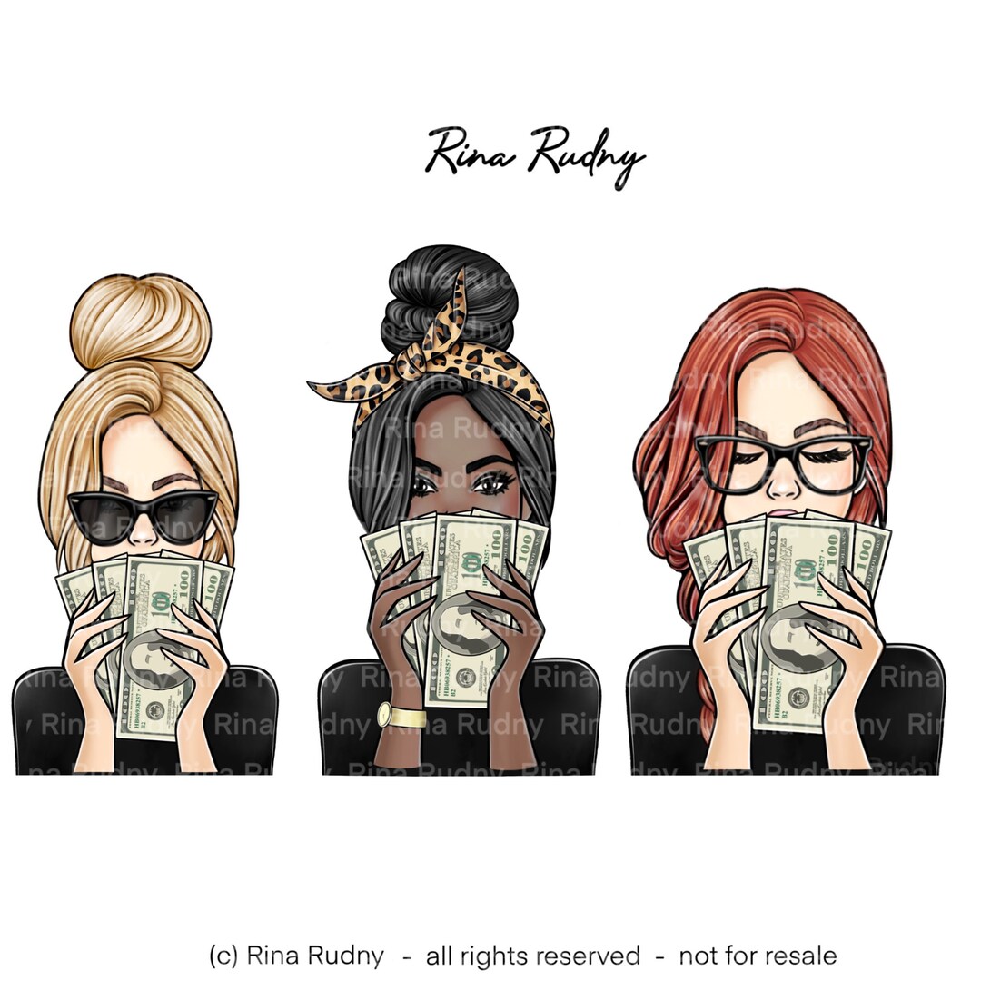 Girl With Money Clipart, Girl With Money Png, Sublimation, Woman ...