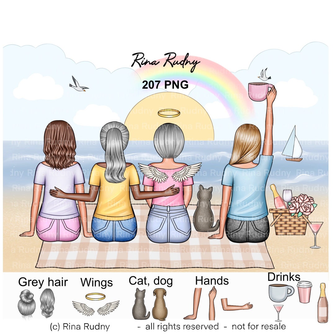 Best Friends Clipart, Best Friends Png, Best Friends Beach Clipart, Bff ...
