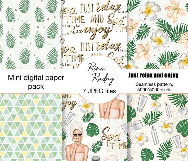 Spa Digital Paper Pack Wellness Digital Paper Cosmetics | Etsy