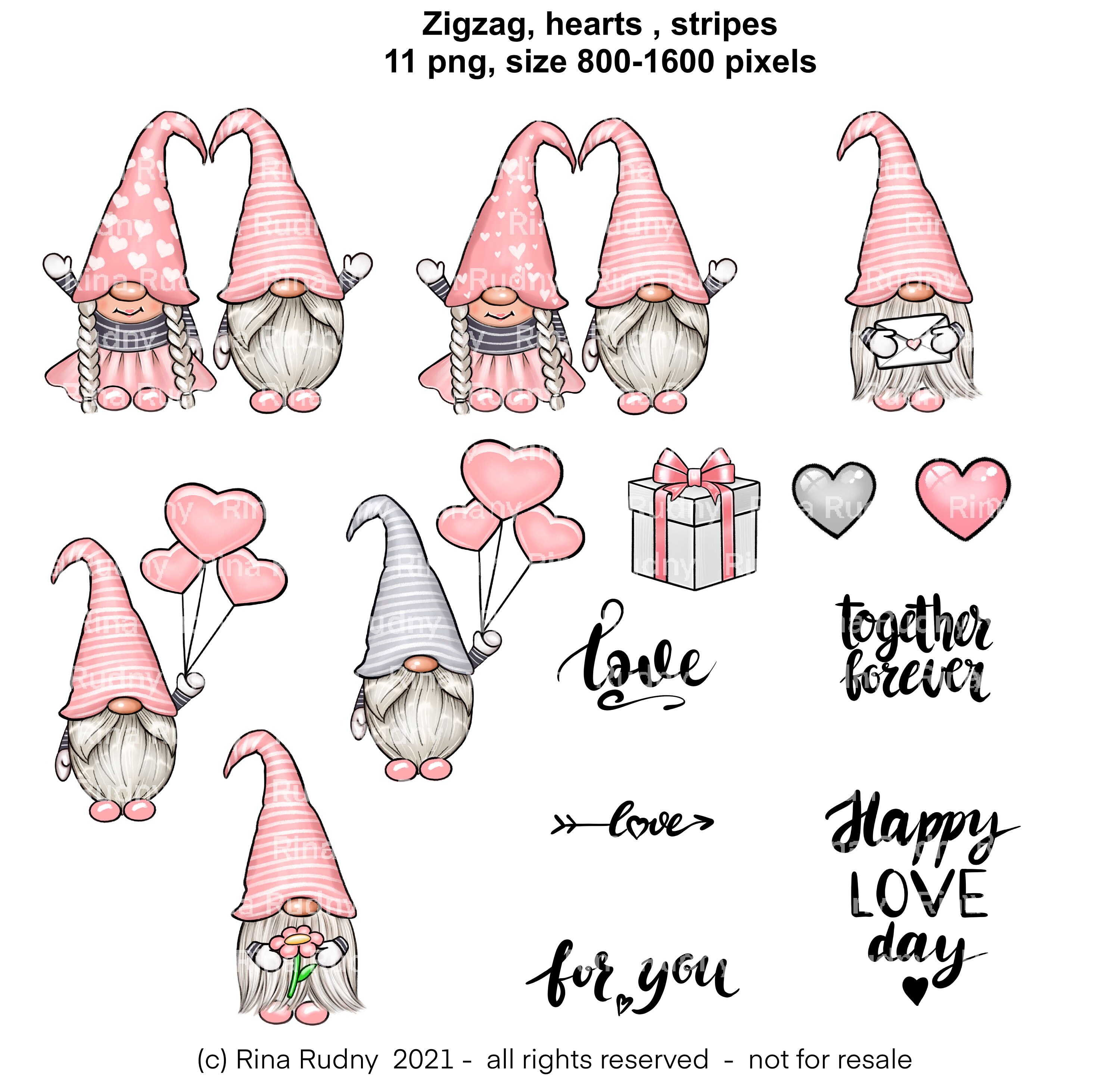 Valentines Day Gnomes Clipart Love Gnomes Clipart Pink | Etsy