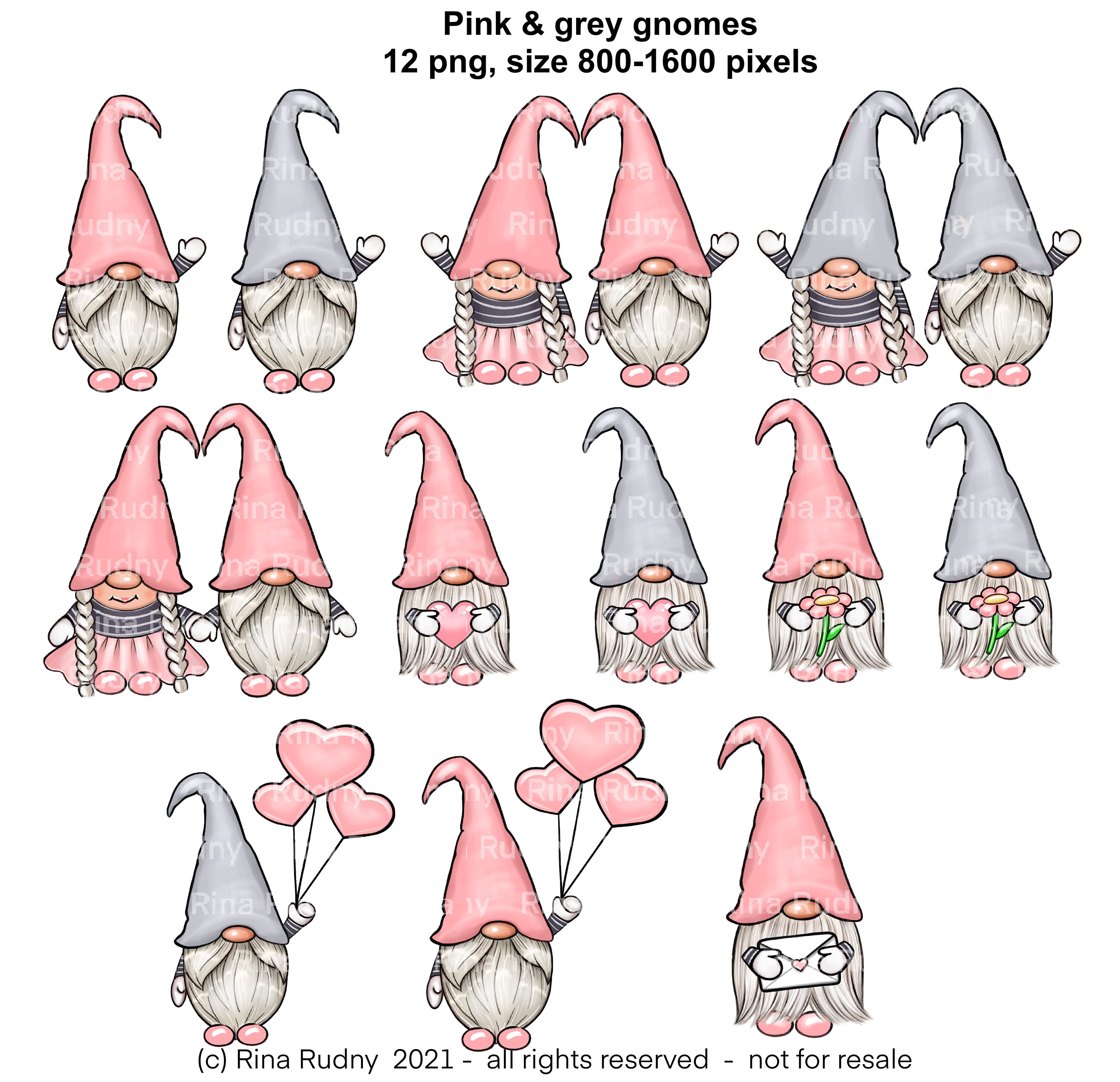Valentines Day Gnomes Clipart Love Gnomes Clipart Pink | Etsy