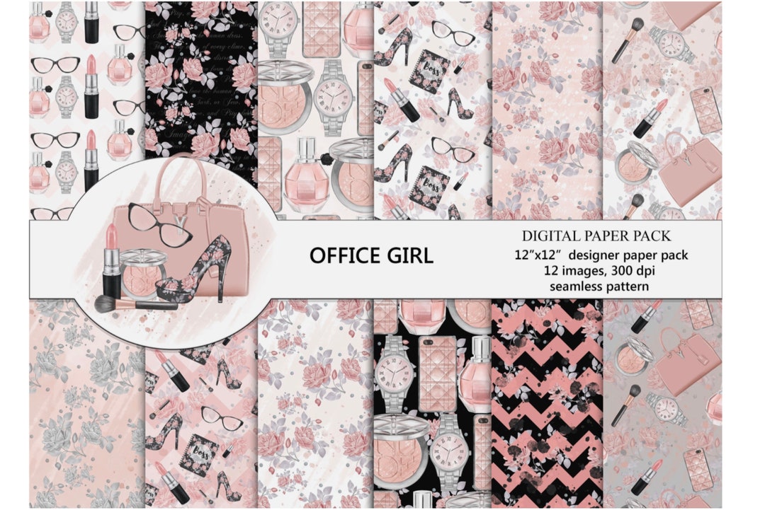 Makeup Digital Paper, Make up Pattern, Cosmetics Digital Paper ...