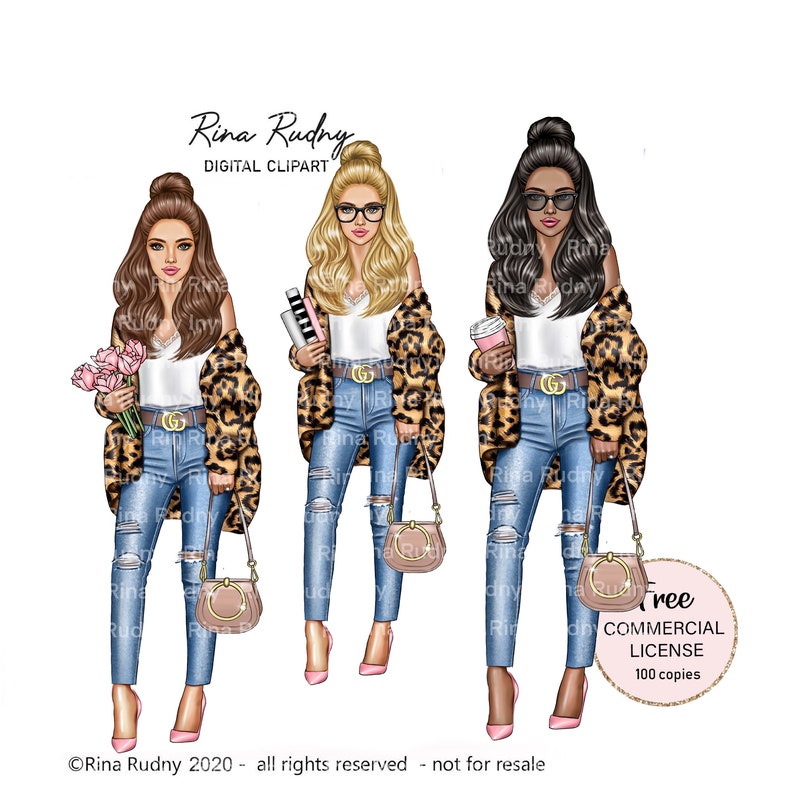 Jeans Girl Clipart - Etsy