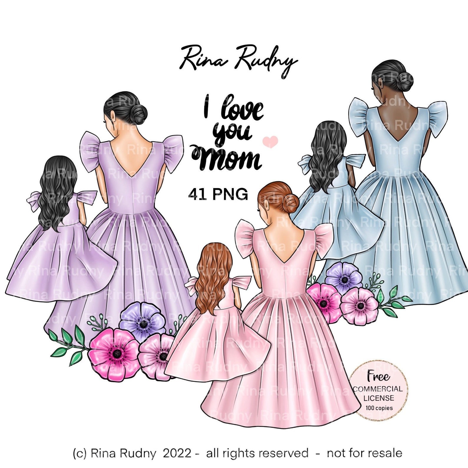 Mothers Day Clipart Mom Daughter Clipart Mother Clipart - Etsy