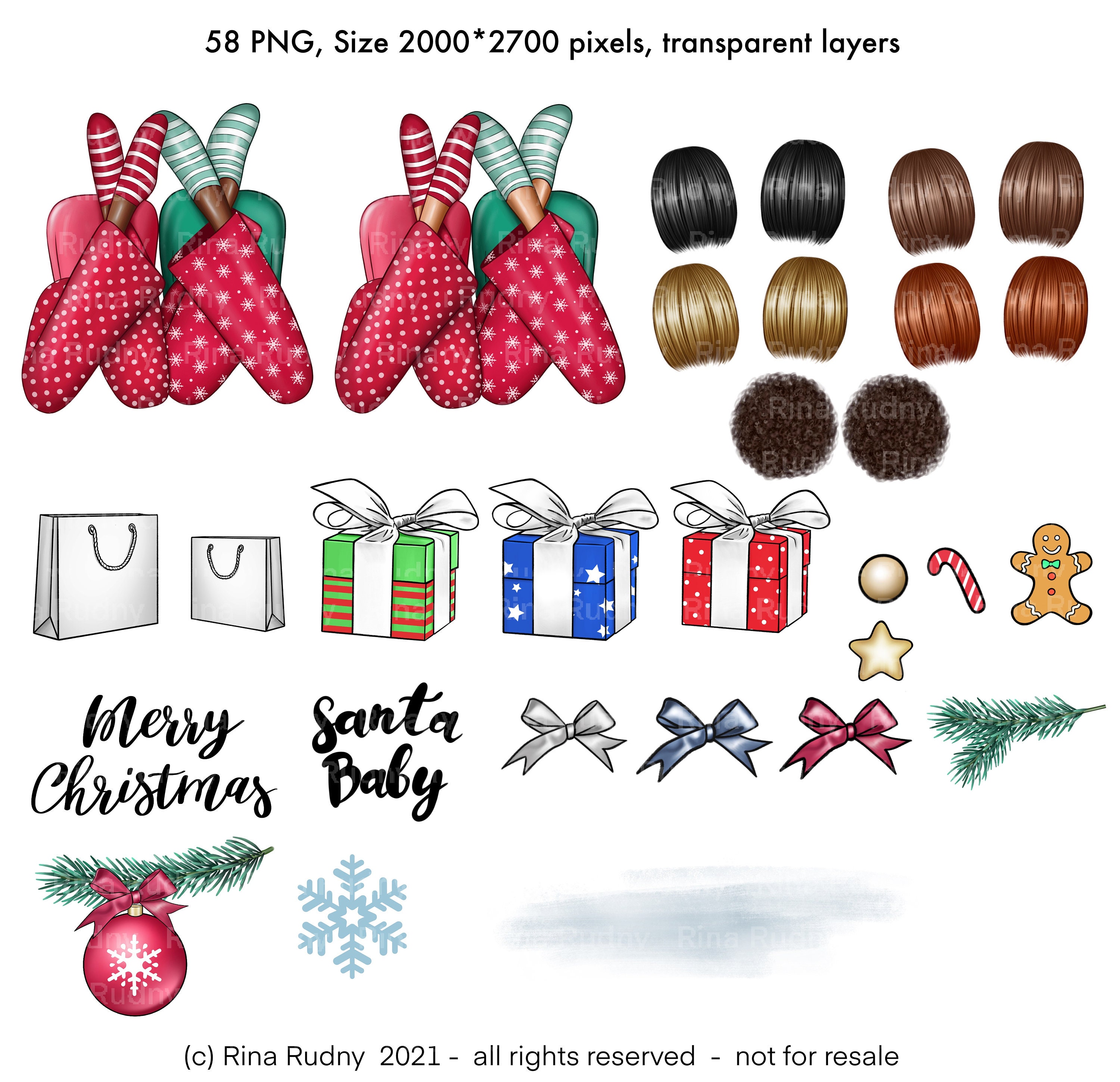 Christmas Clipart New Year Clipart Merry Christmas Clipart - Etsy