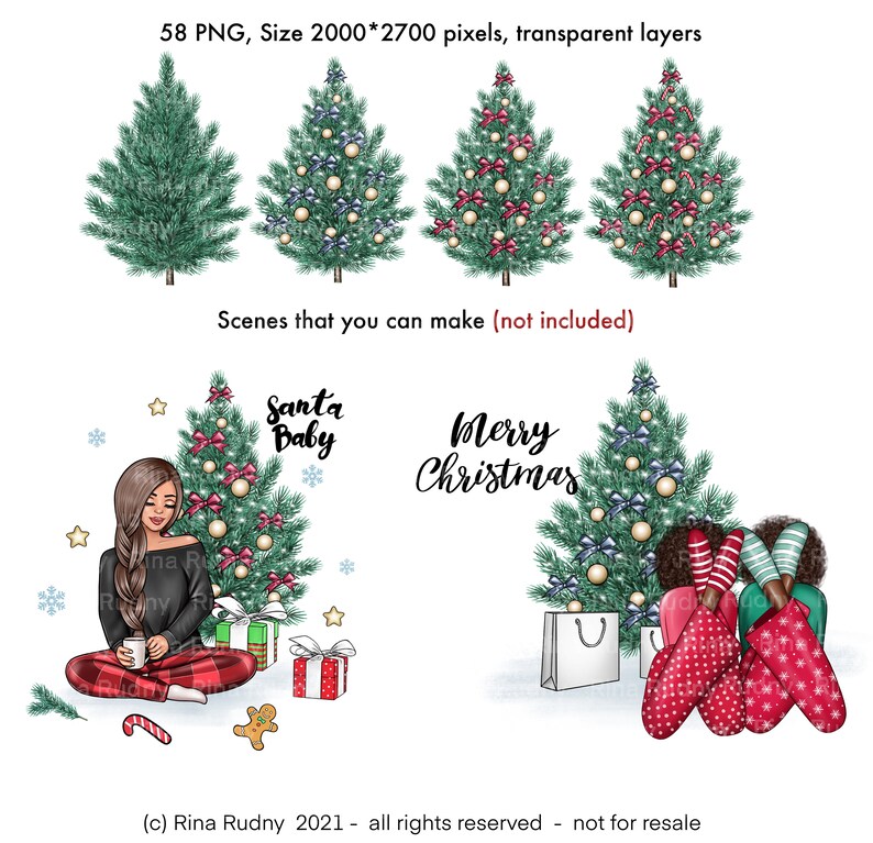 Christmas Clipart New Year Clipart Merry Christmas Clipart - Etsy