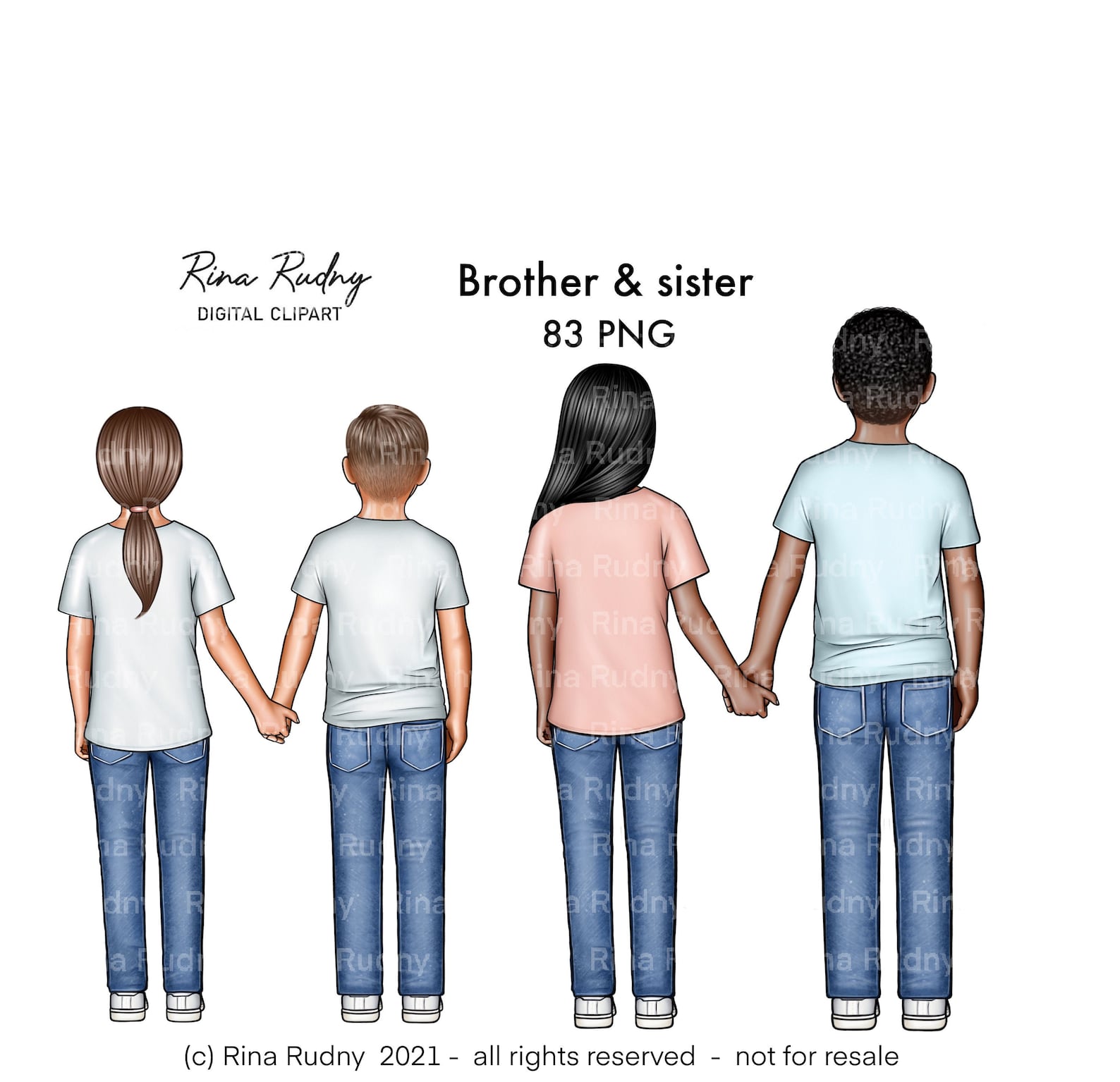 Brother Sister Clipart Siblings Girl Boy Clipart Mothers | Etsy