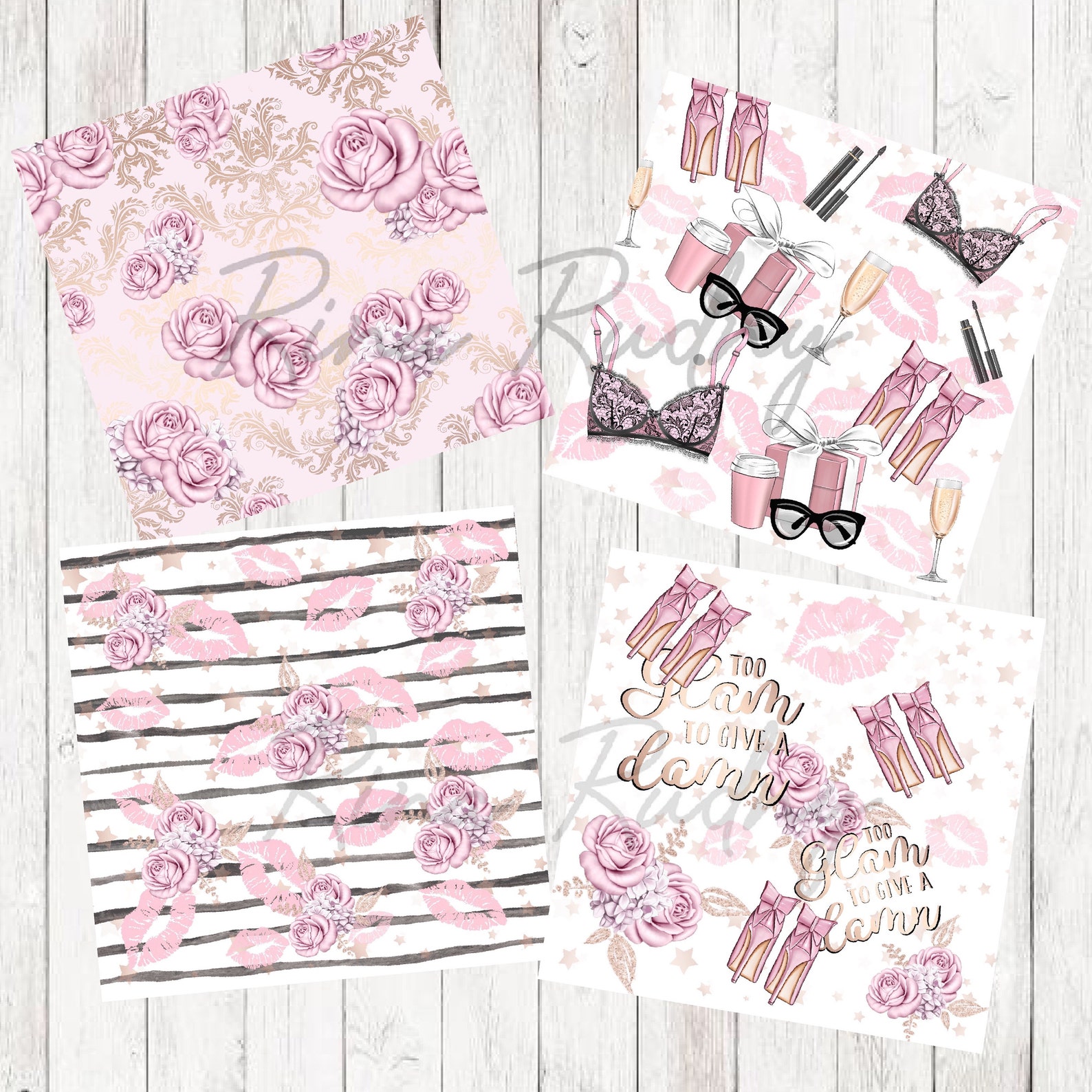 Luxury Digital Paper Pink Floral Paper Pack Fashion - Etsy