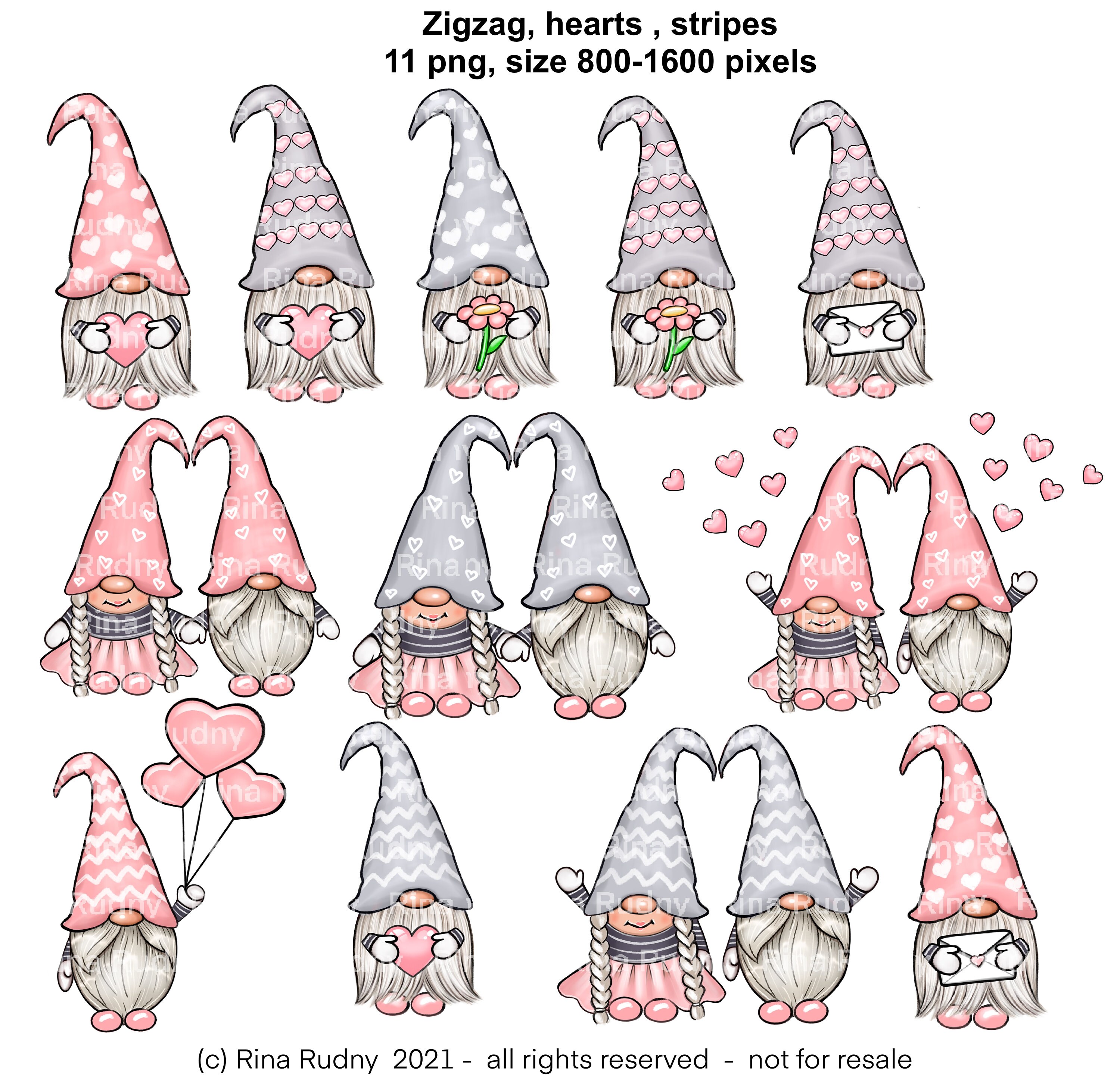 Valentines Day Gnomes Clipart Love Gnomes Clipart Pink | Etsy