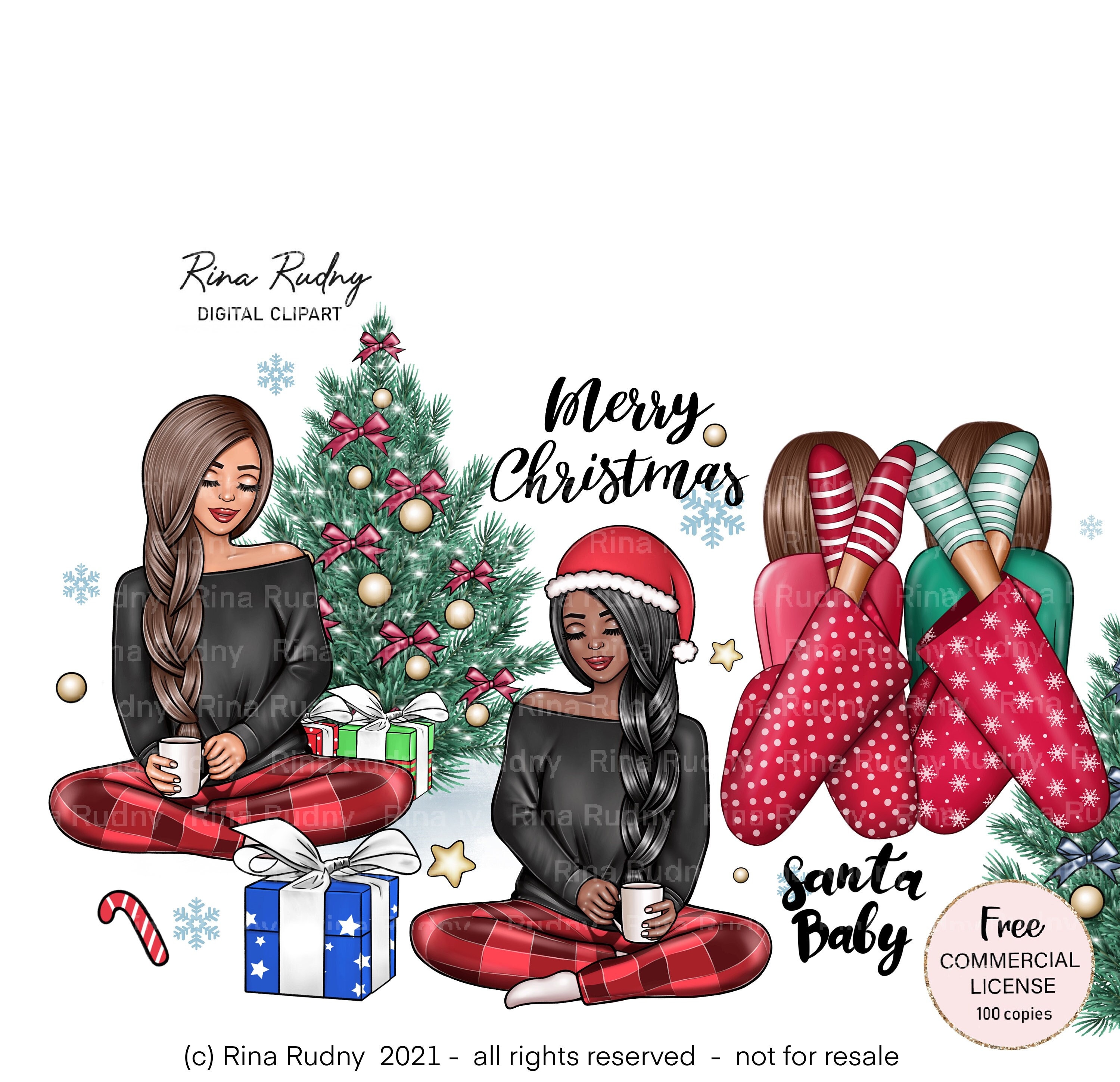 Christmas Clipart New Year Clipart Merry Christmas Clipart - Etsy