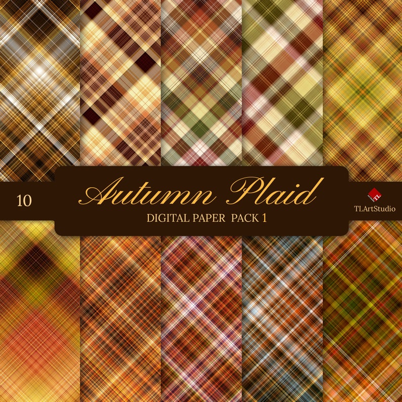 Autumn Plaid Digital Paper Pack 1 Fall Colors Seamless Plaid | Etsy