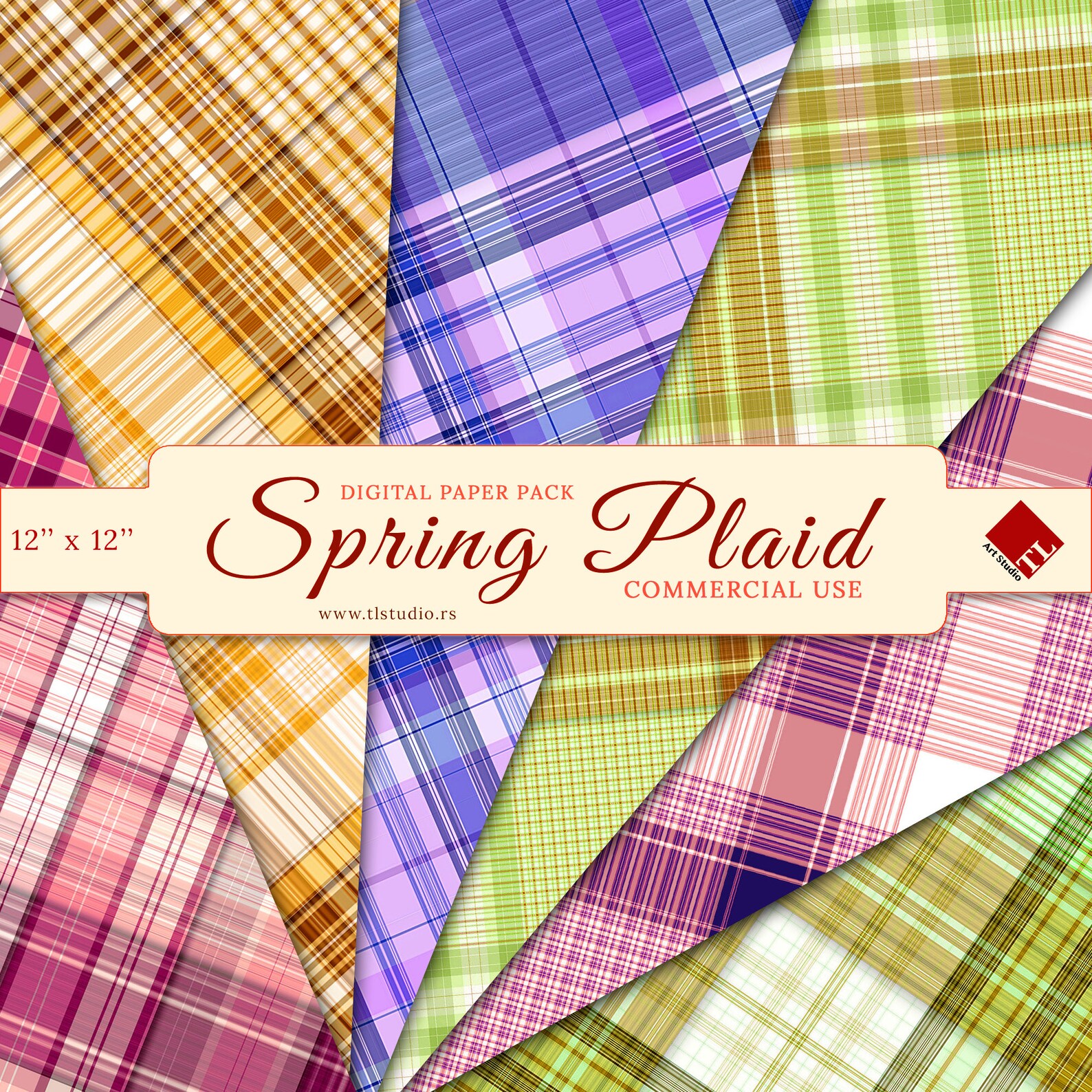 Colorful Spring Plaid Digital Paper Pack Commercial Use | Etsy