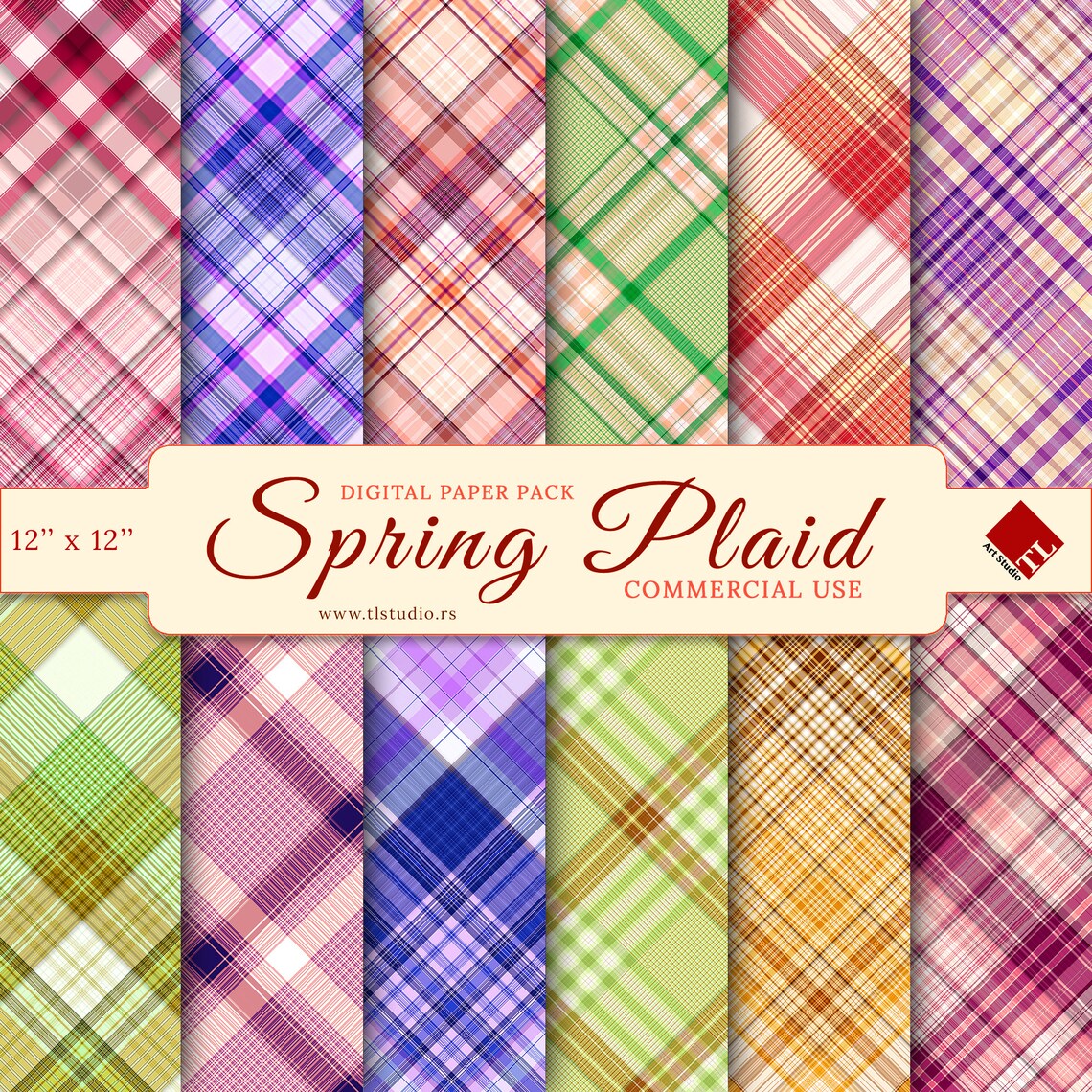 Colorful Spring Plaid Digital Paper Pack Commercial Use | Etsy
