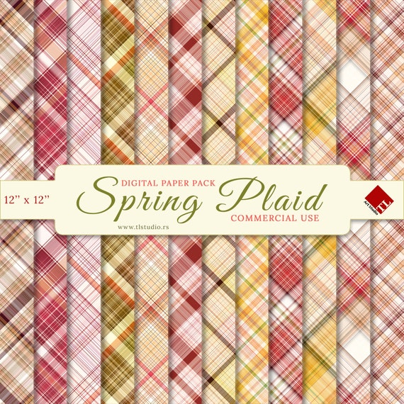 Plaid commercial use Plaid paper Multicolor Digital Paper Plaid digital ...
