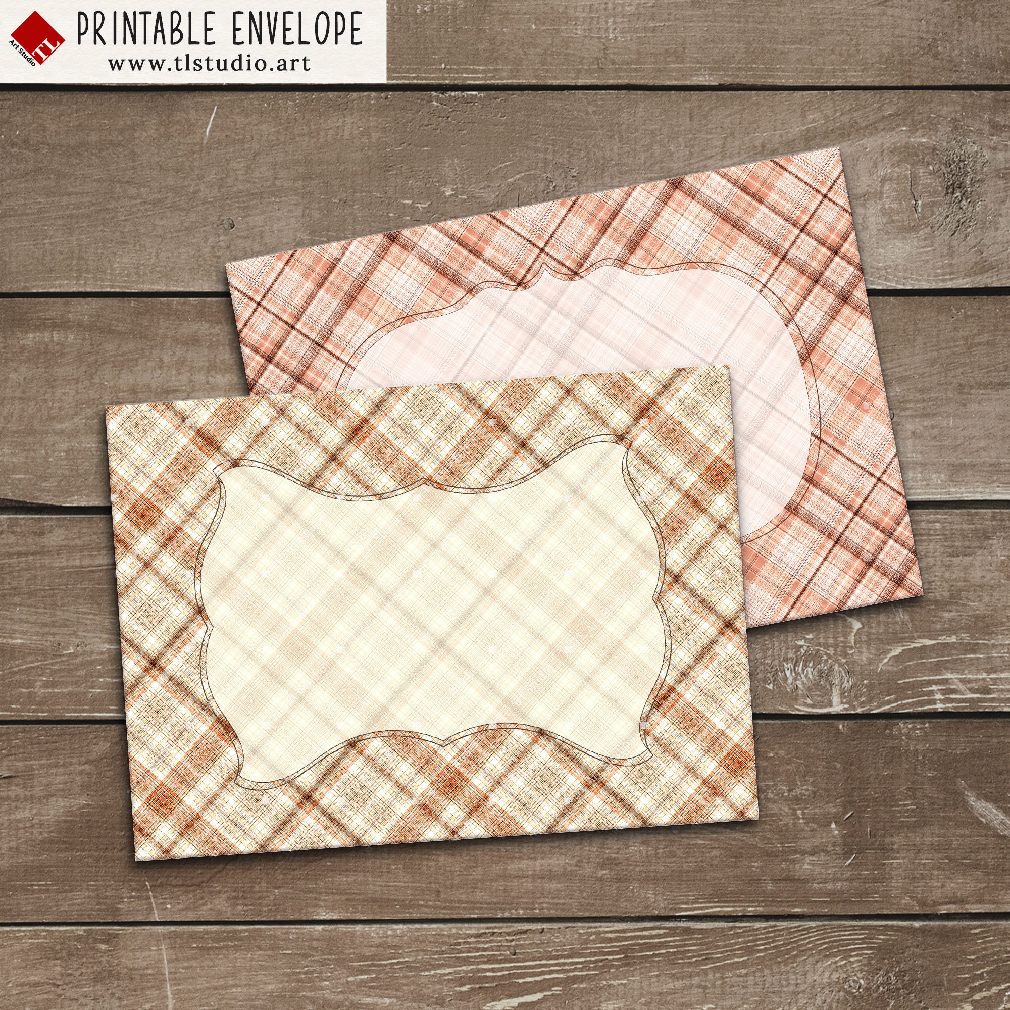 Envelopes A6 Autumn Envelopes Set of Two,Decorative Beige Plaid ...