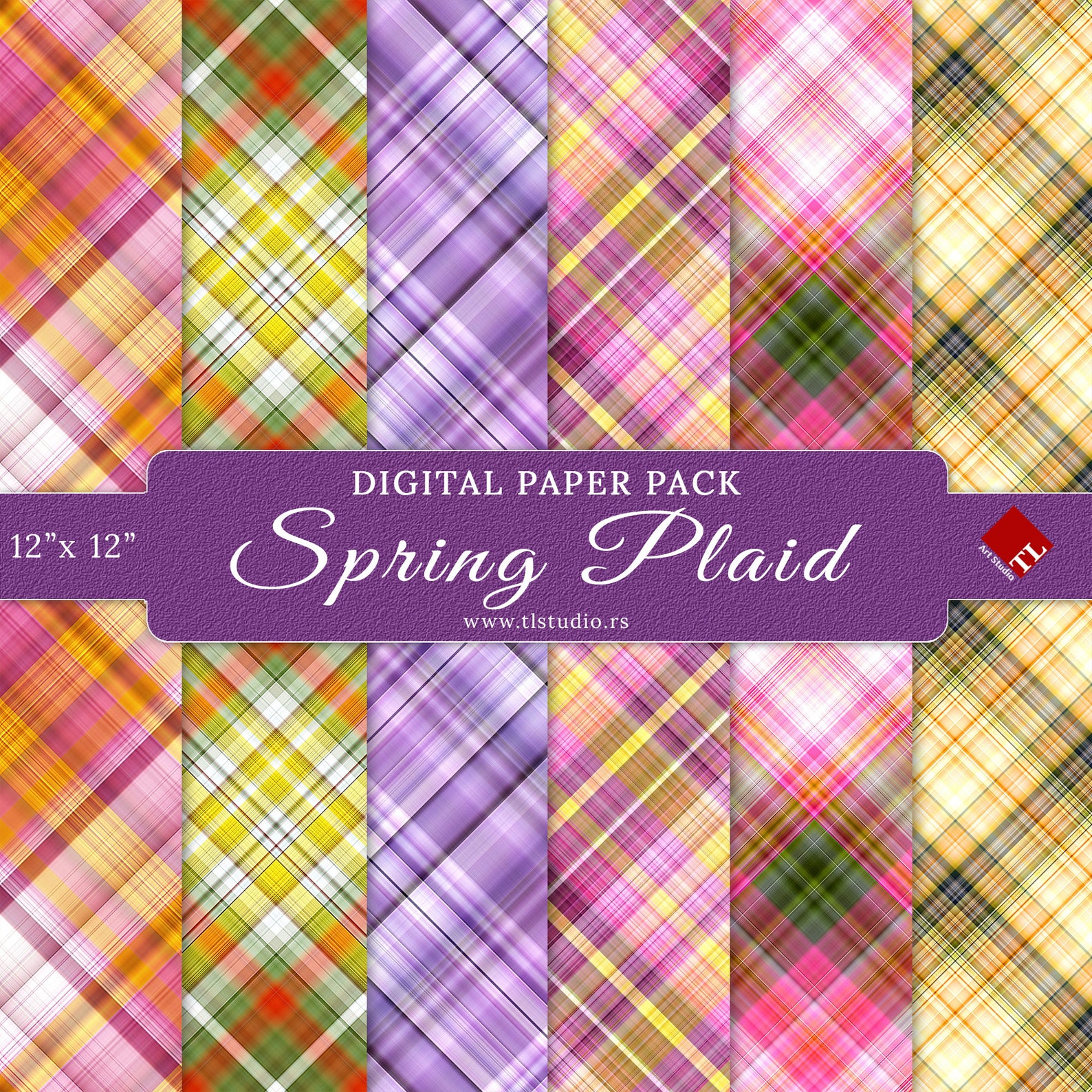 Spring Plaid Digital Paper Pack Commercial Use Easter Plaid - Etsy