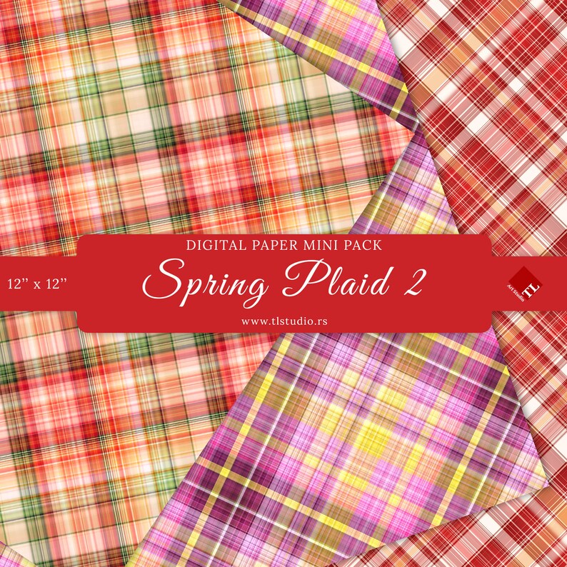Colorful Spring Plaid Patterns Digital Scrapbook Paper Mini - Etsy