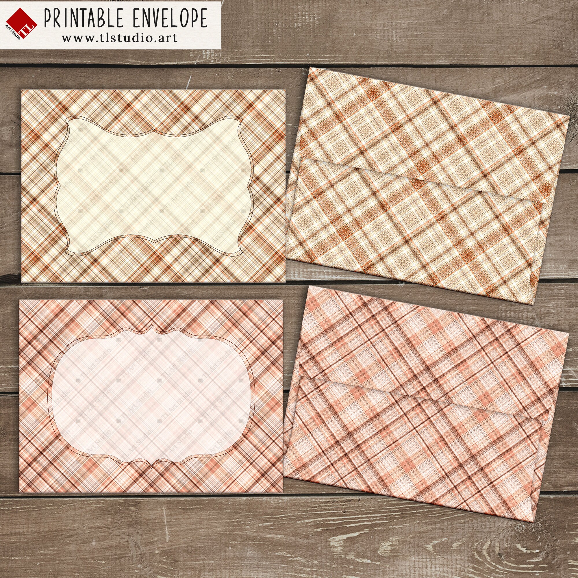 Envelopes A6 Autumn Envelopes Set of Two,Decorative Beige Plaid ...