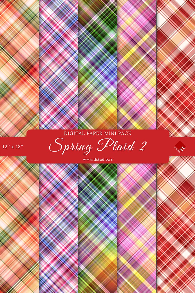 Colorful Spring Plaid Patterns Digital Scrapbook Paper Mini - Etsy