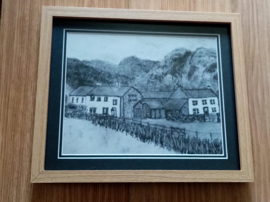 Drawing Print of 'A Cumbrian Farm'. England. - Etsy