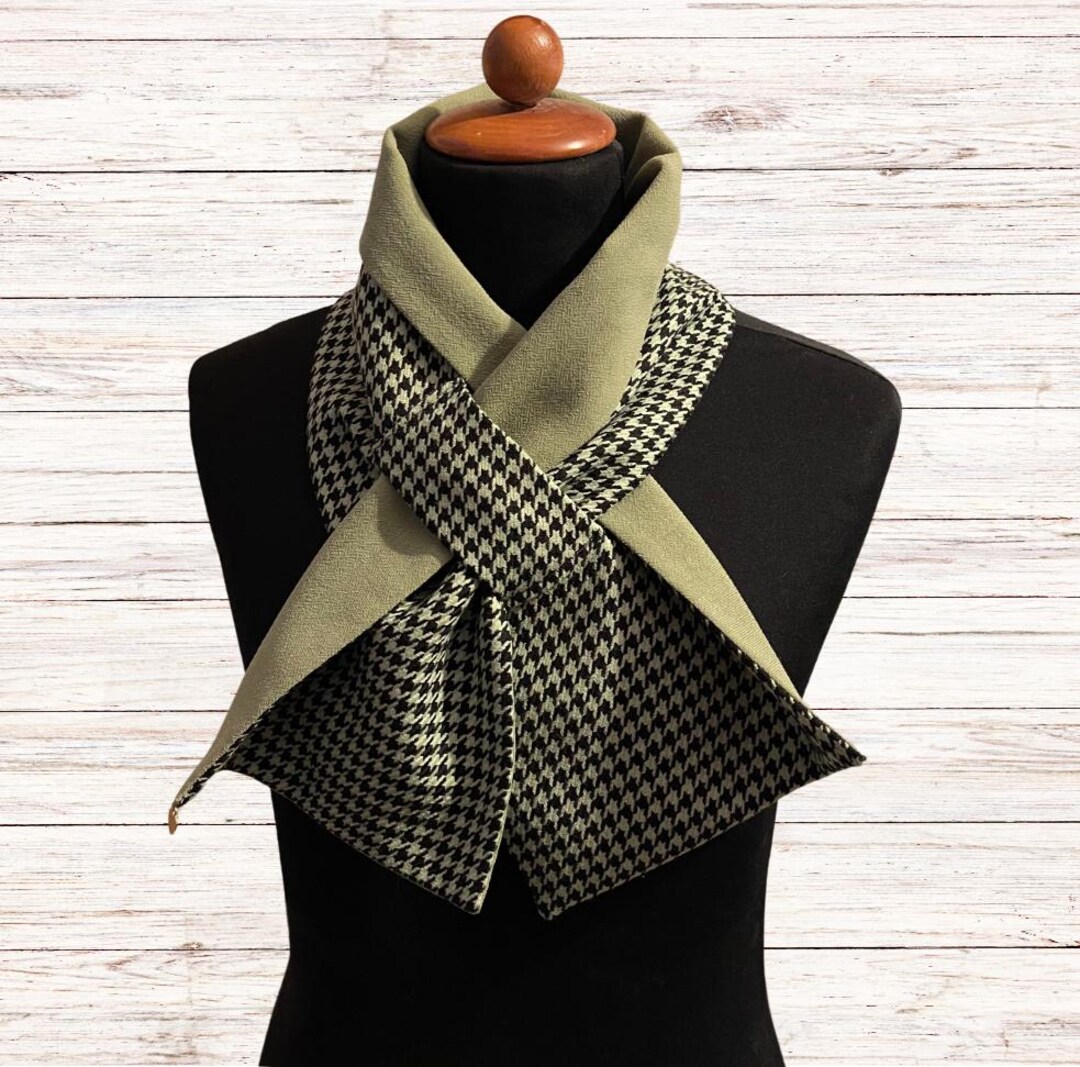 Cashmere Wool Tweed Scarf With Liner, Reversible Neck Warmer, Hand Sewn ...