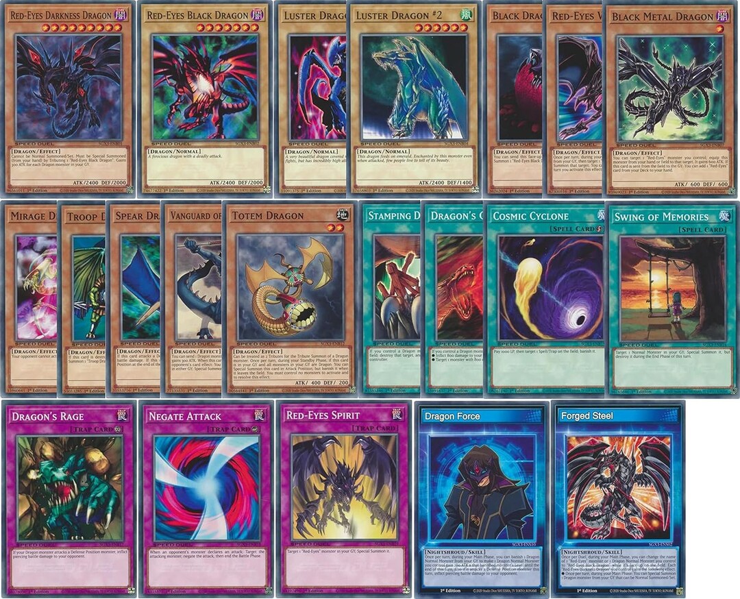 00% Genuine READY to PLAY Deck Yugioh Red-eyes Darkness Dragon Deck Red ...