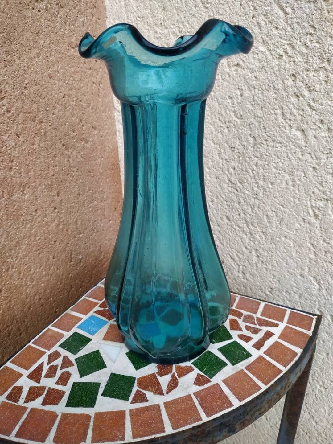 Small Turquoise Blue Vase With Corolla - Etsy