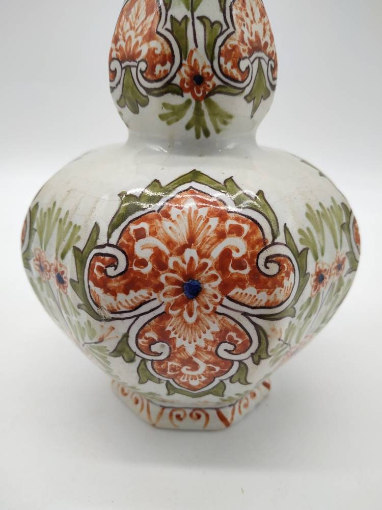 Delft Polychrome Gourd Vase Signed Van Duijn 18th - Etsy