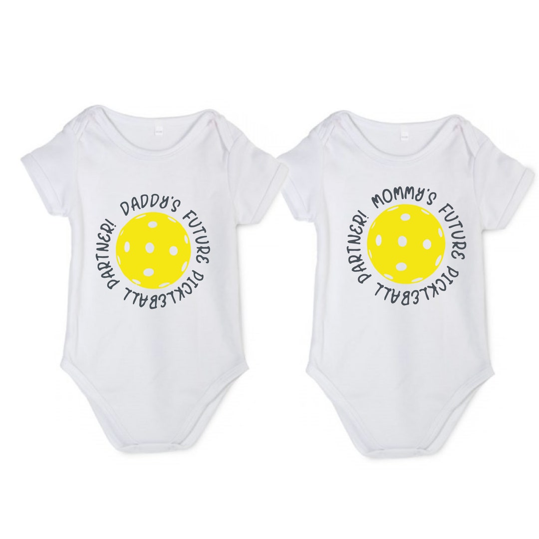 Future Pickleball Partner Mommy & Daddy Pickleball Baby Longsleeved One ...