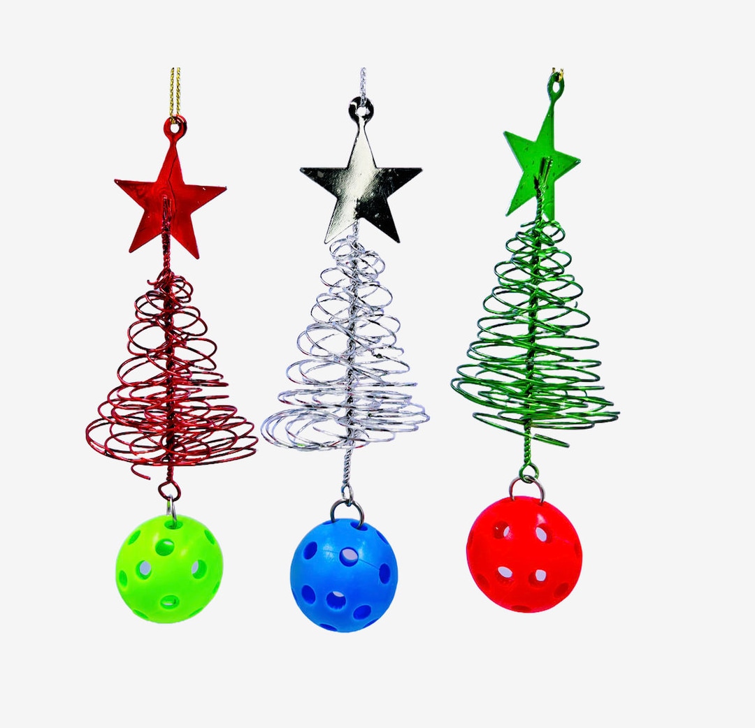 Set of 3 Micro Pickleball CHRISTMAS Tree ORNAMENTS Pickleball Ornament ...