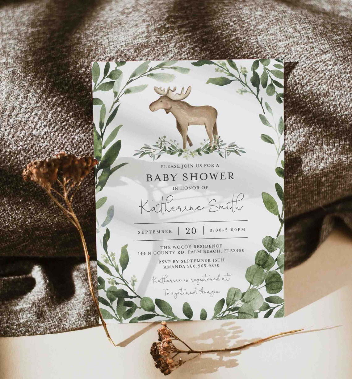 Lumberjack Moose Baby Shower Invitation Suite, Moose Baby Shower ...