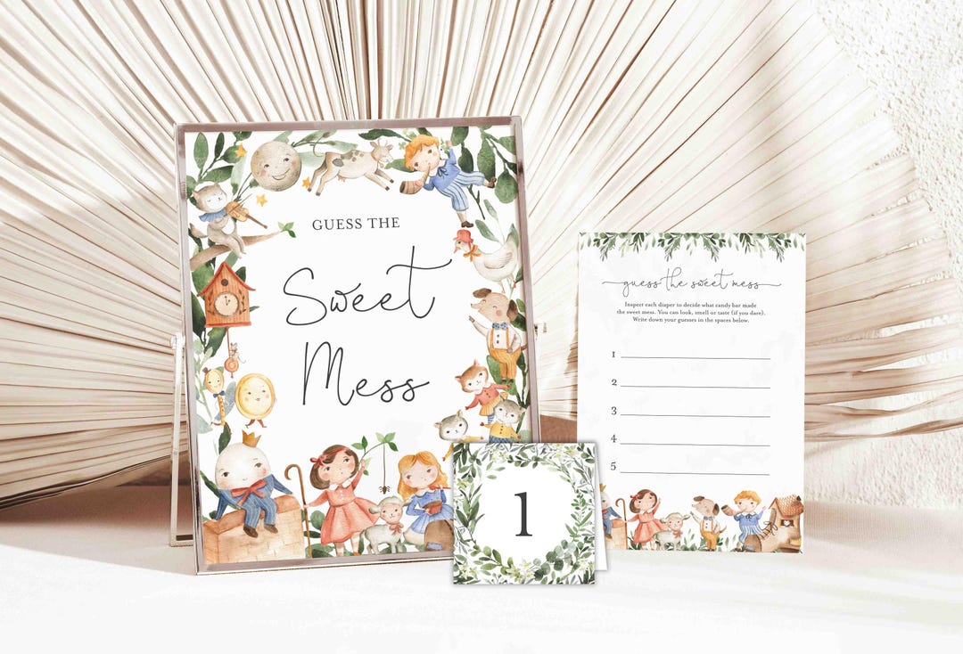 Nursery Rhyme Baby Shower Guess the Sweet Mess Game, Nursery Rhyme ...