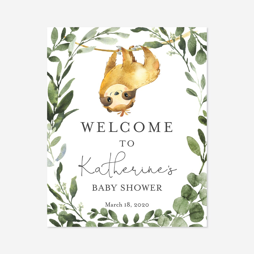 Sloth Baby Shower Welcome Sign Sloth Welcome Sign Sloth Baby - Etsy