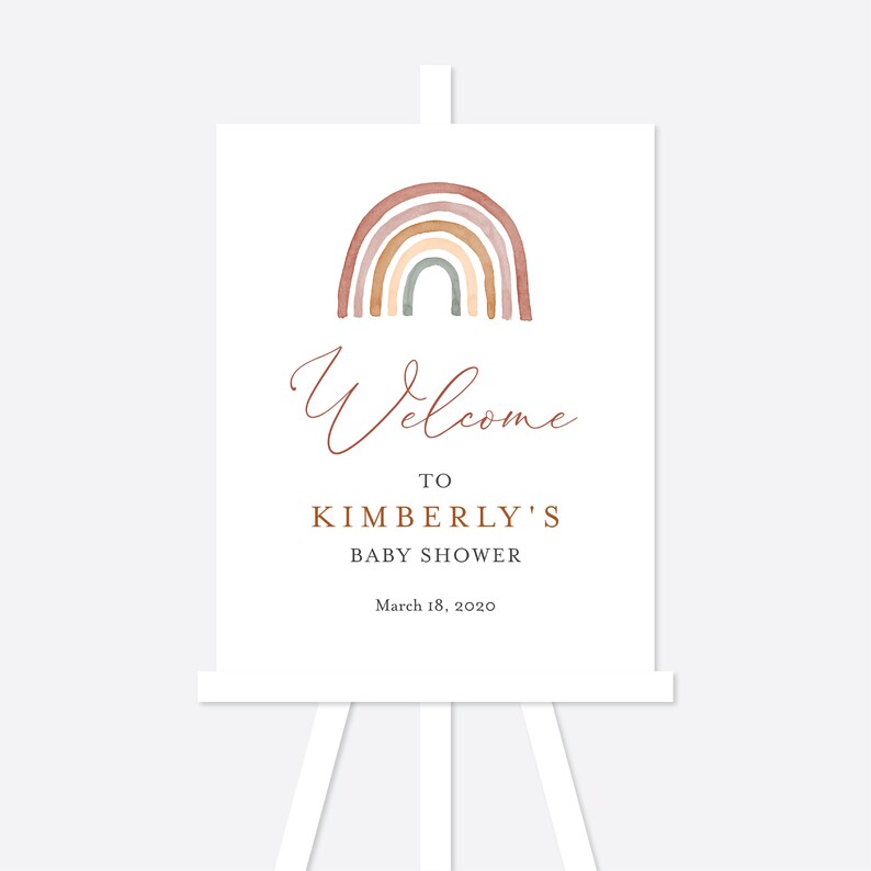 Rainbow Baby Shower Welcome Sign Rainbow Welcome Sign Boho | Etsy
