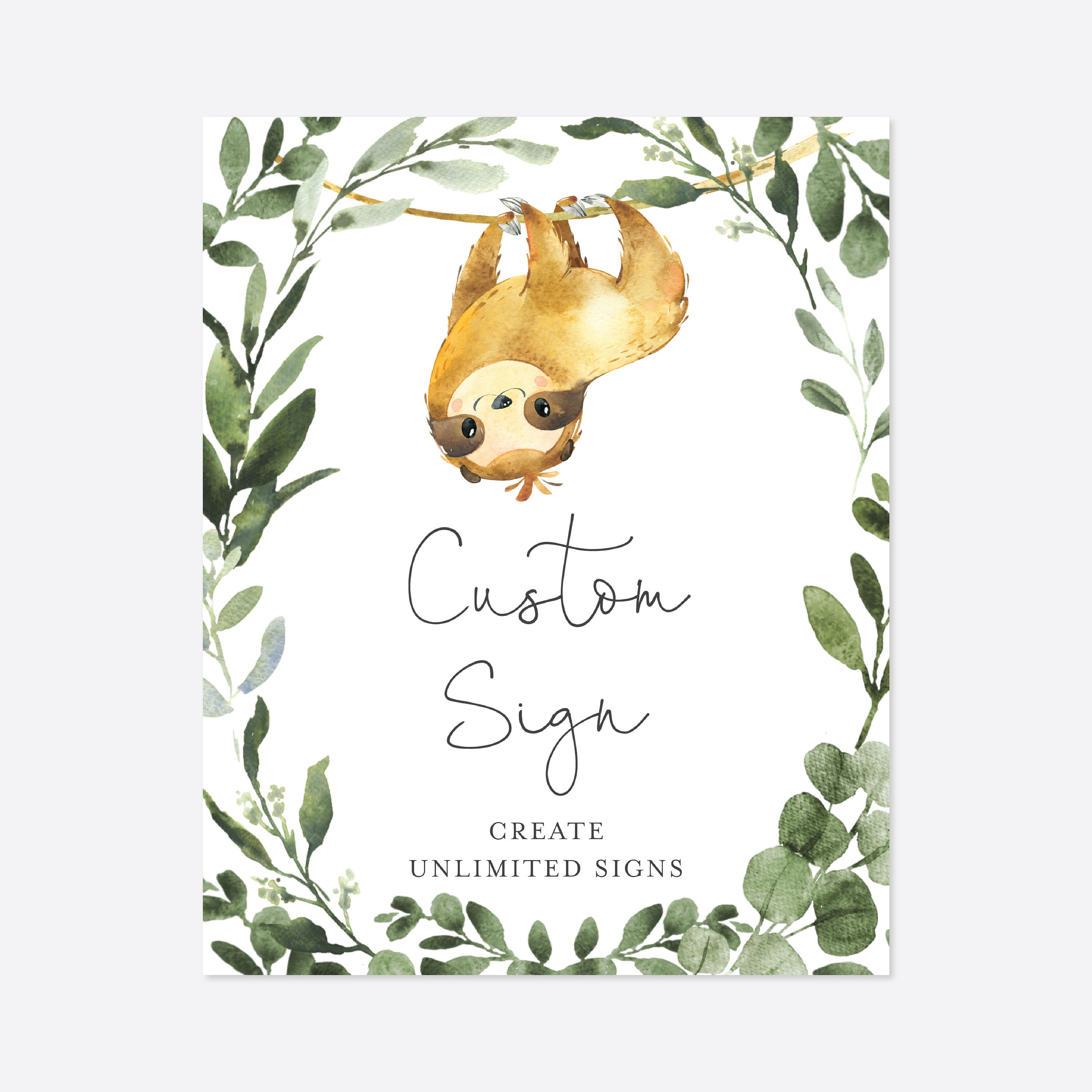 Sloth Baby Shower Table Signs Bundle, Sloth Baby Shower Custom Signs ...