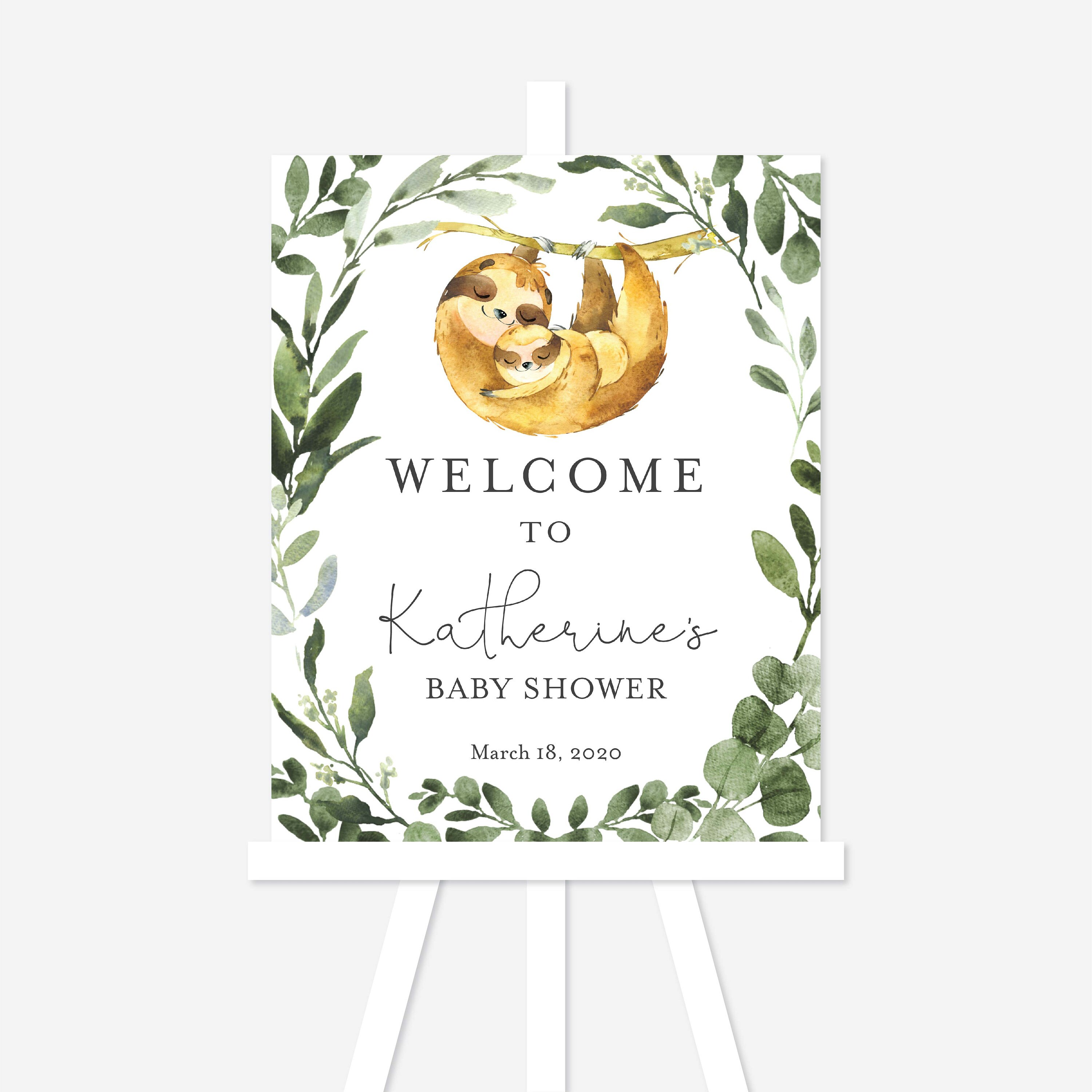 Sloth Baby Shower Welcome Sign Sloth Welcome Sign Sloth Baby | Etsy
