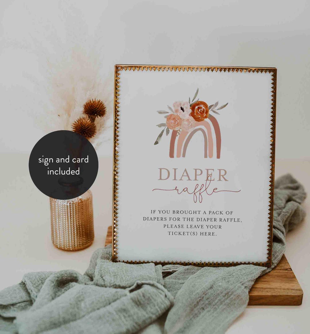 Rainbow Baby Shower Diaper Raffle, Rainbow Diaper Raffle, Flower Diaper ...