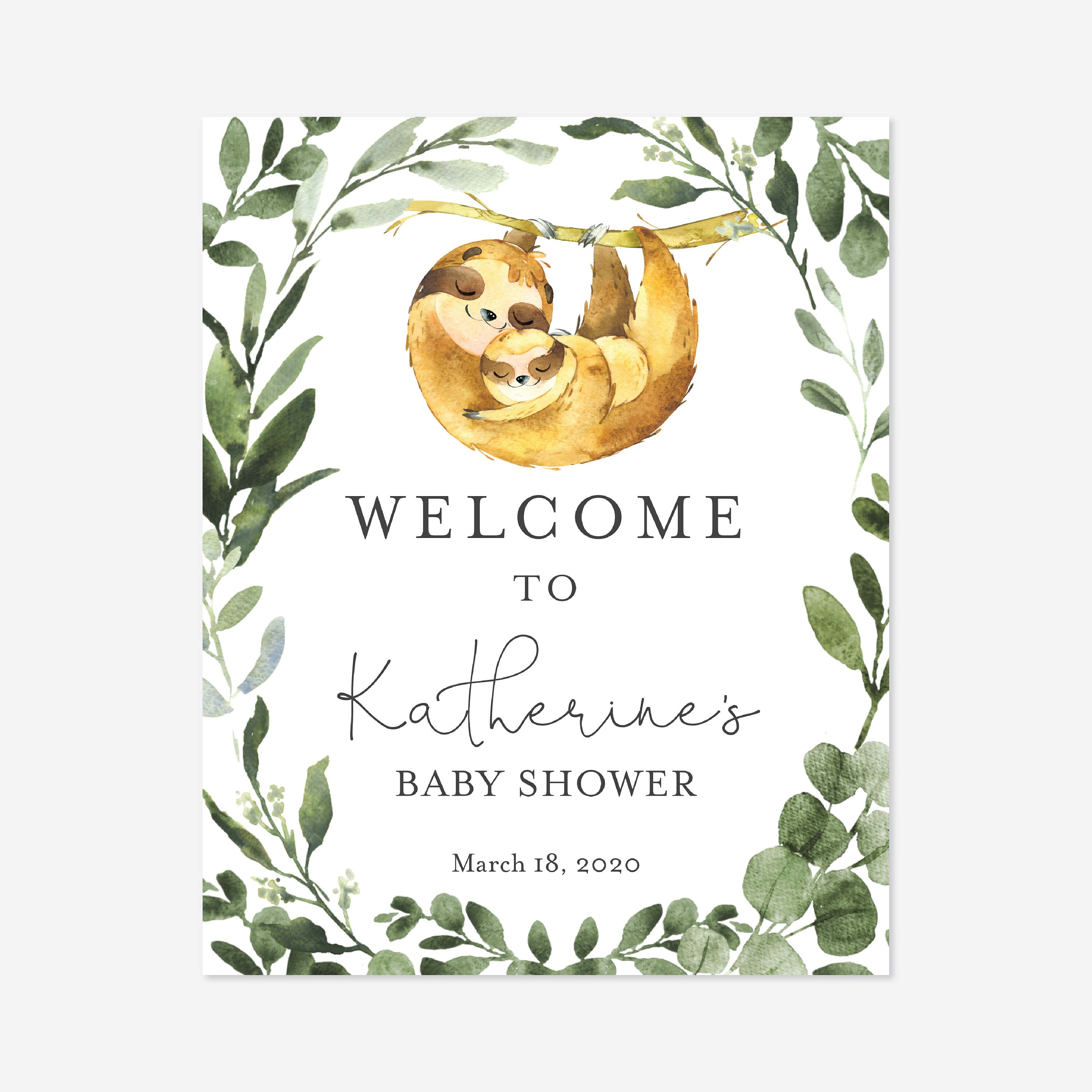 Sloth Baby Shower Welcome Sign Sloth Welcome Sign Sloth Baby | Etsy
