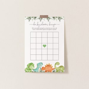 Dinosaur Baby Shower Bingo Game, Dinosaur Bingo Game, Dinosaur Baby ...