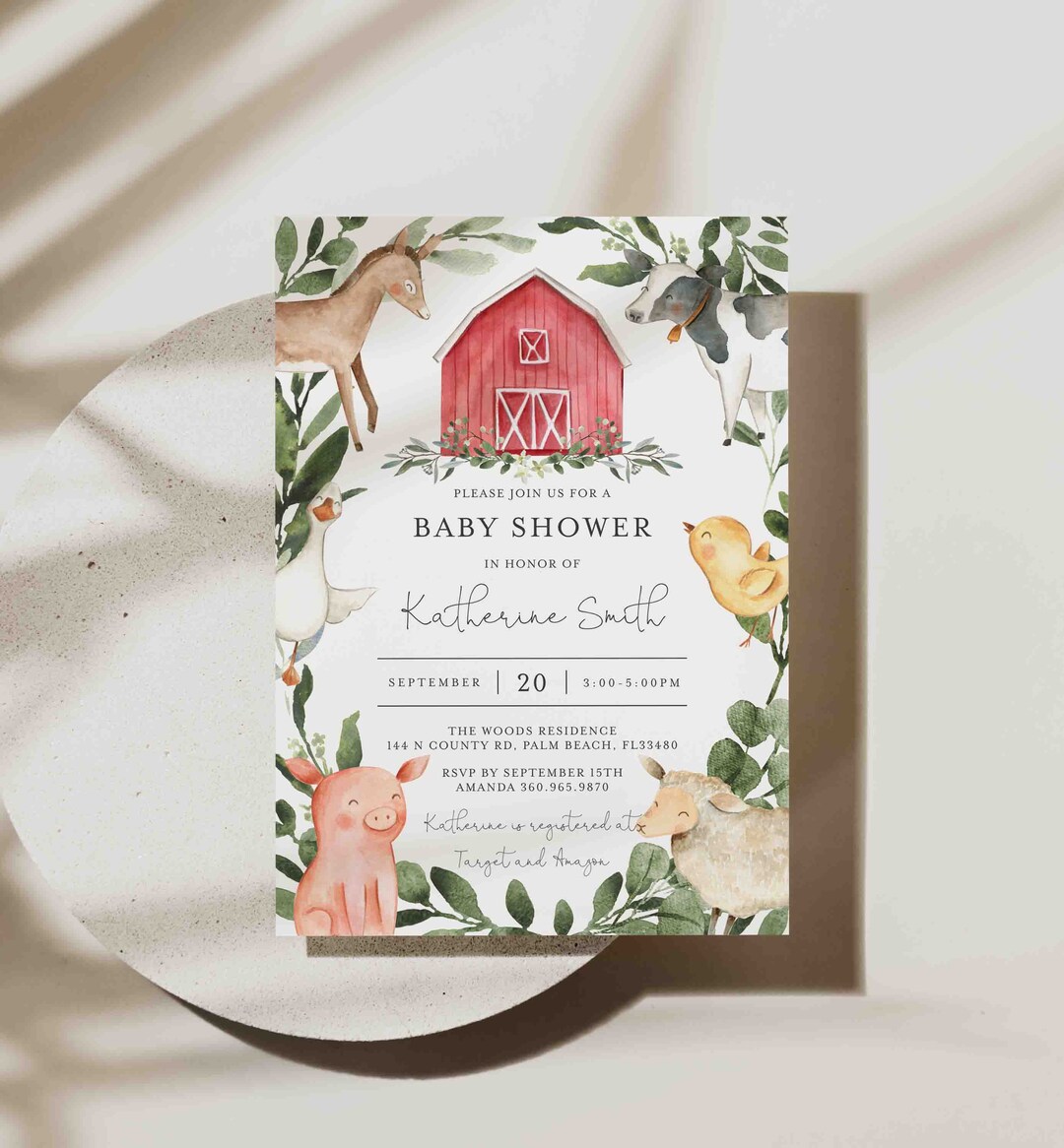 Farm Baby Shower Invitation Farm Baby Shower Invitation Farm - Etsy