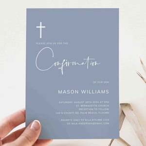 Modern Confirmation Invitation, Minimal Confirmation Invitation ...