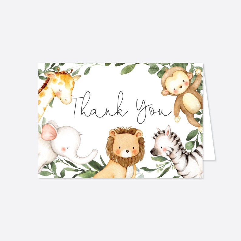 Safari Baby Shower Thank You Card Safari Thank You Card - Etsy